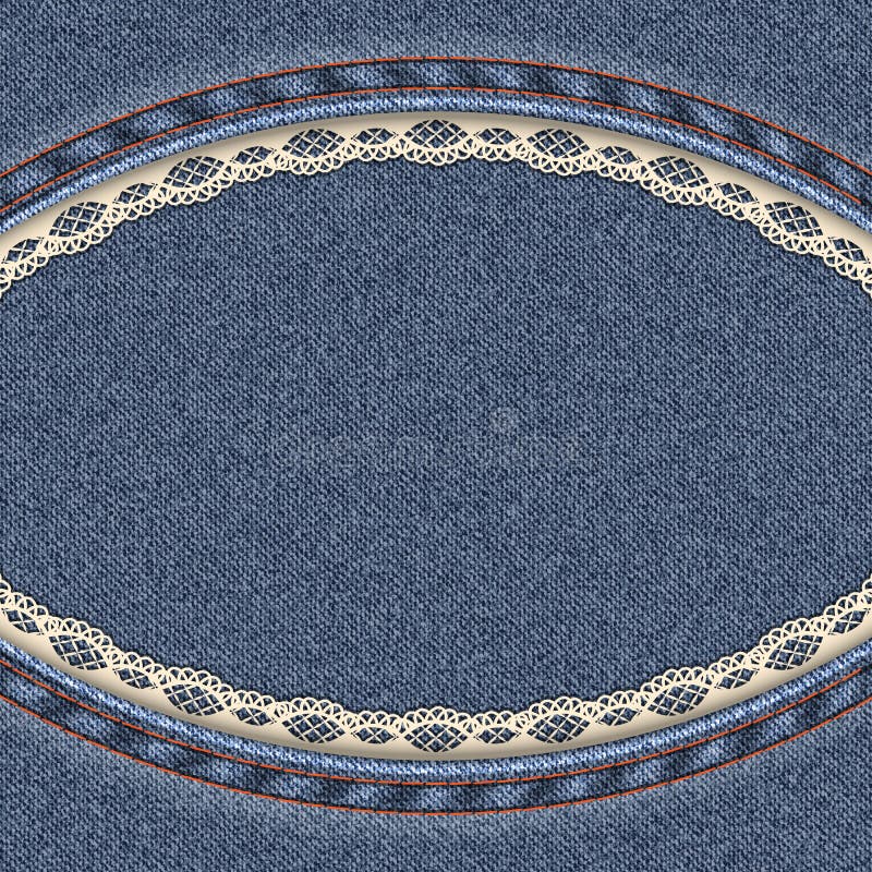 Denim Texture with Lace Sewn with Space for Text. Stock Vector ...