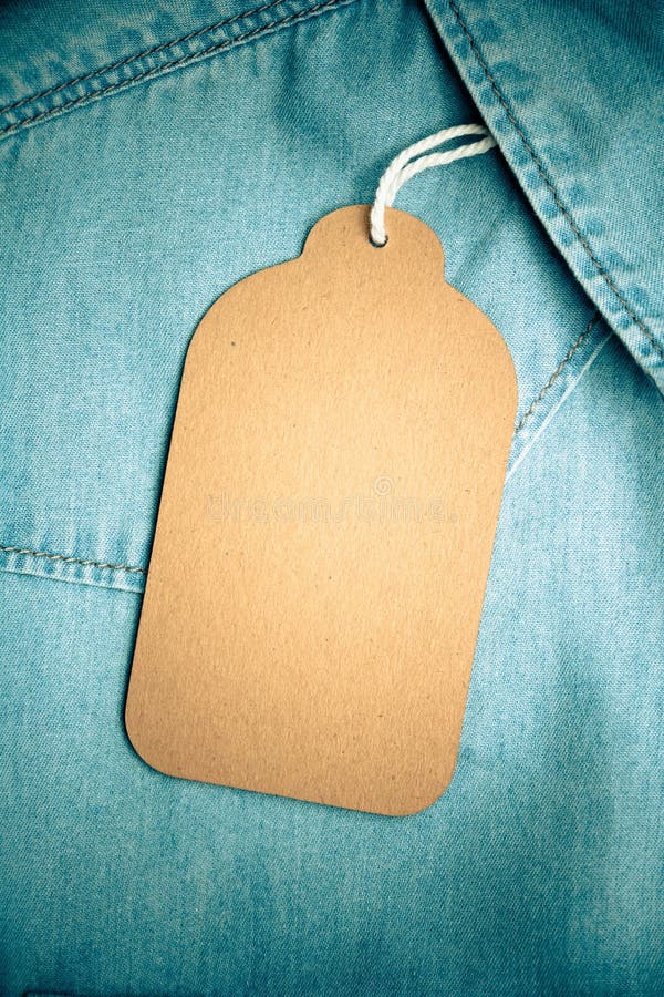 Denim Texture with Paper Jeans Tag Stock Image - Image of string ...
