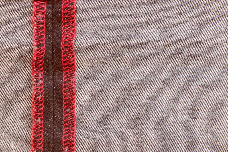 Denim Texture with Red Seam Stock Photo - Image of decoration, clothes ...