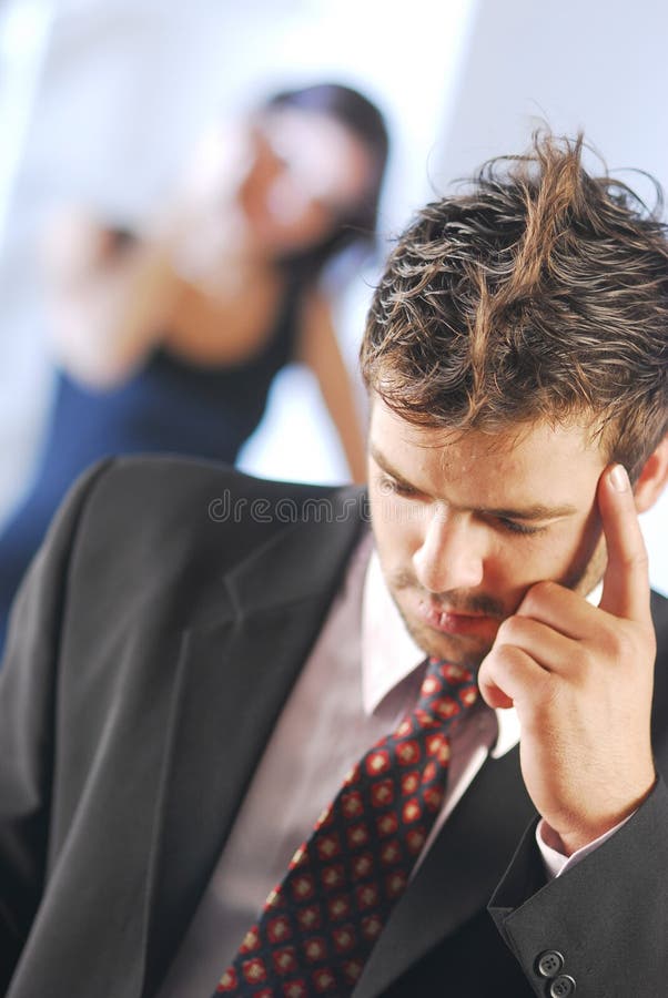 Denk goed na, man stock afbeelding. Image of kerel, vrouw - 3923481