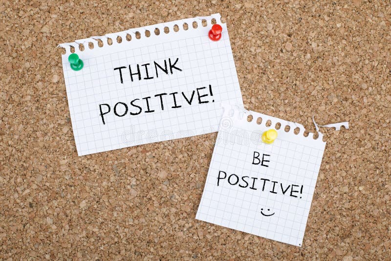 Denk Positief Van Het De Glimlachgezicht Van De Uitdrukkingsnota De ...