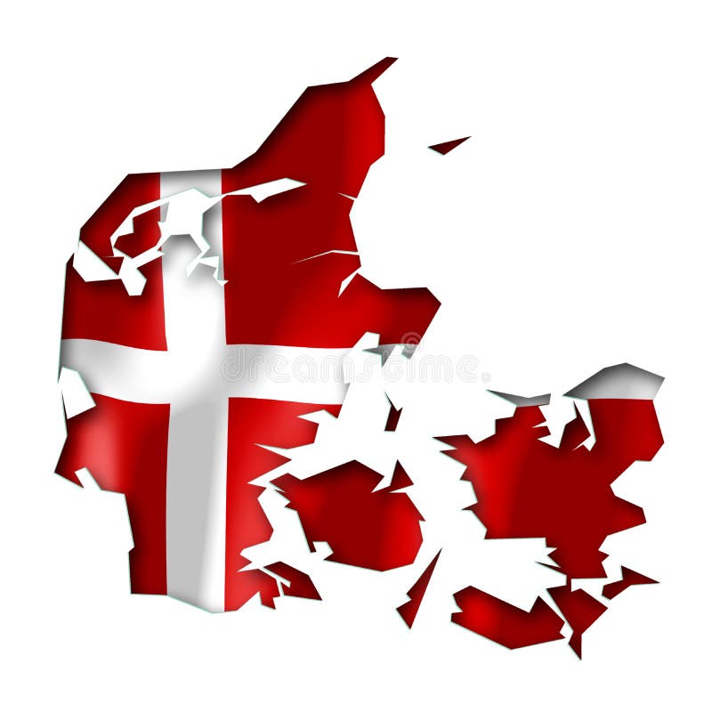 Denmark - Country Flag and Border Shape Stock Illustration ...