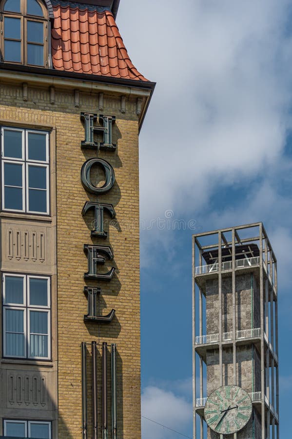 Hotel Ritz in the Front, and the Town Hall Tower Editorial Photo ...