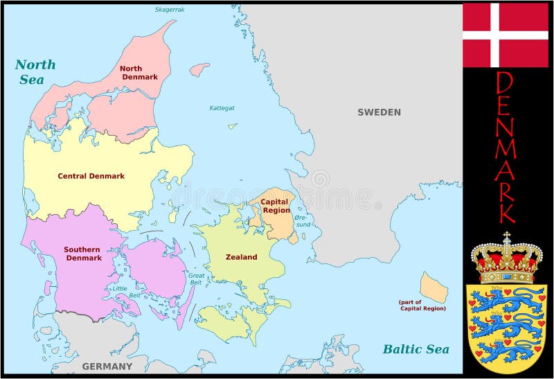 Denmark Administrative Divisions Stock Illustration - Illustration of ...