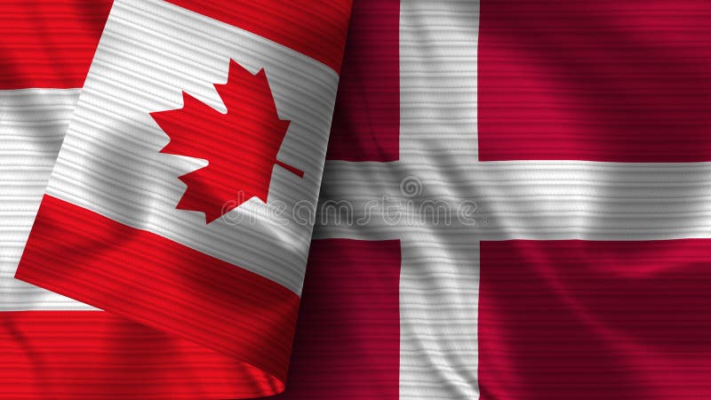 Denmark and Canada Realistic Flag â€“ Fabric Texture Illustration Stock ...