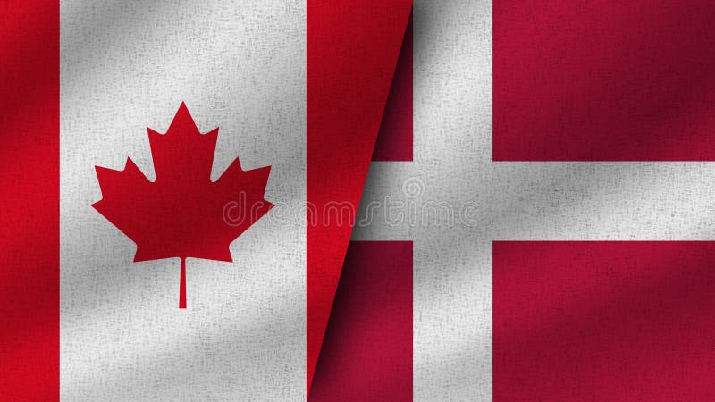 Denmark and Canada Realistic Two Flags Together Stock Illustration ...