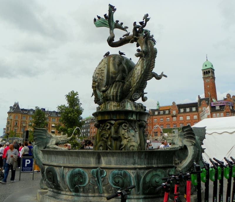 Denmark, Copenhagen, City Hall Square, Copenhagen City Hall, Dragon ... Denmark, Copenhagen, City Hall Square, Copenhagen City Hall, Dragon ...
