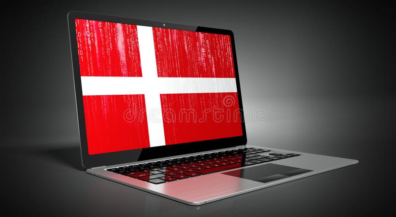 Denmark - Country Flag and Binary Code on Laptop Screen Stock ...