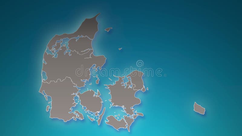 Denmark Country Map with Zoom in Realistic Clouds Fly through. Camera ...