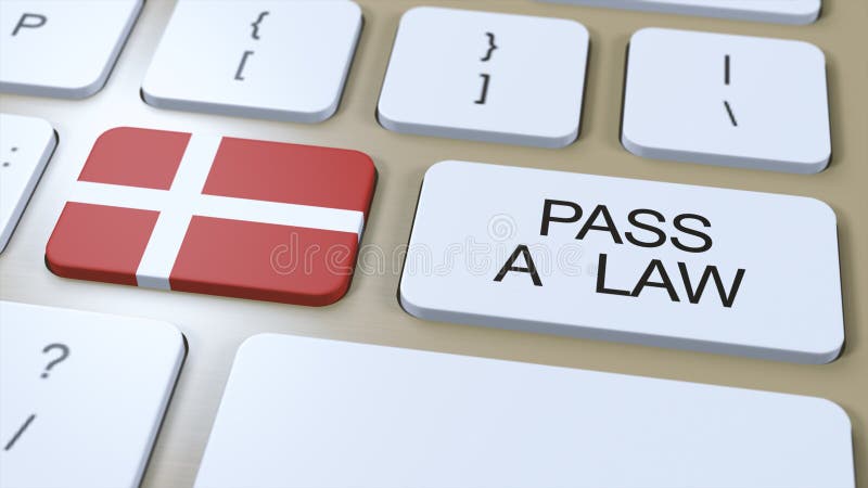 Denmark Country National Flag and Pass a Law Text on Button 3D ...