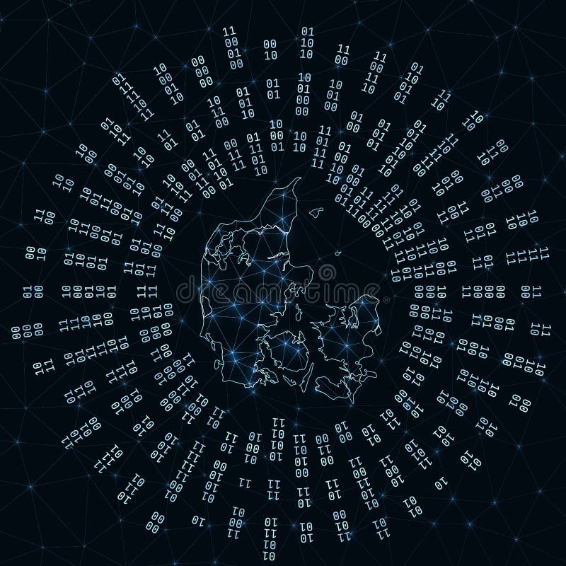 Denmark digital map. stock vector. Illustration of bright - 184316309