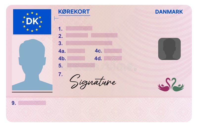 Denmark Driving License Isolated on White Background. Person Driver ...