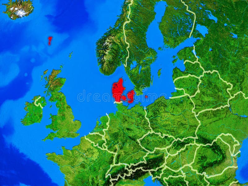 Map of Denmark on 3D Earth stock illustration. Illustration of denmark ...