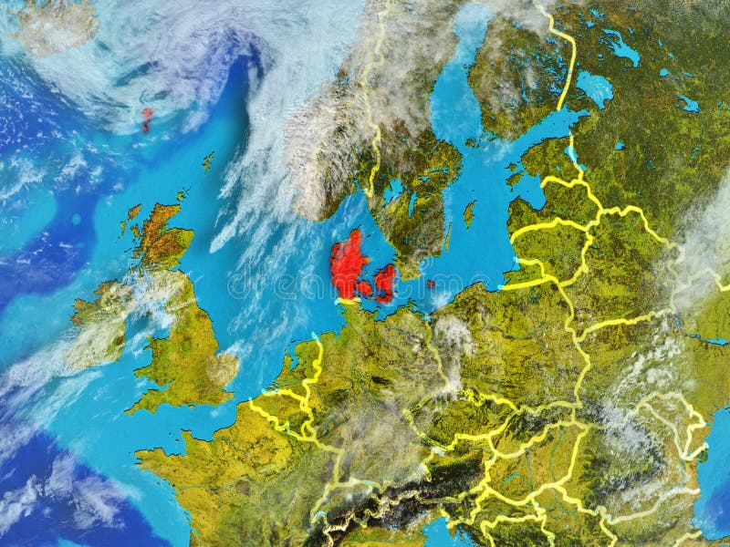 Map of Denmark on 3D Earth stock illustration. Illustration of denmark ...