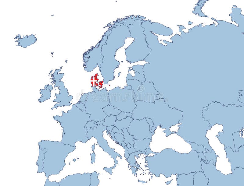 Denmark on Europe map stock vector. Illustration of european - 4291022