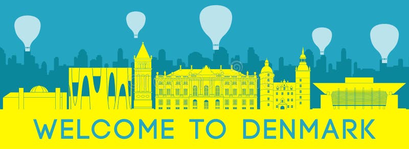 Denmark famous landmark stock vector. Illustration of collection ...