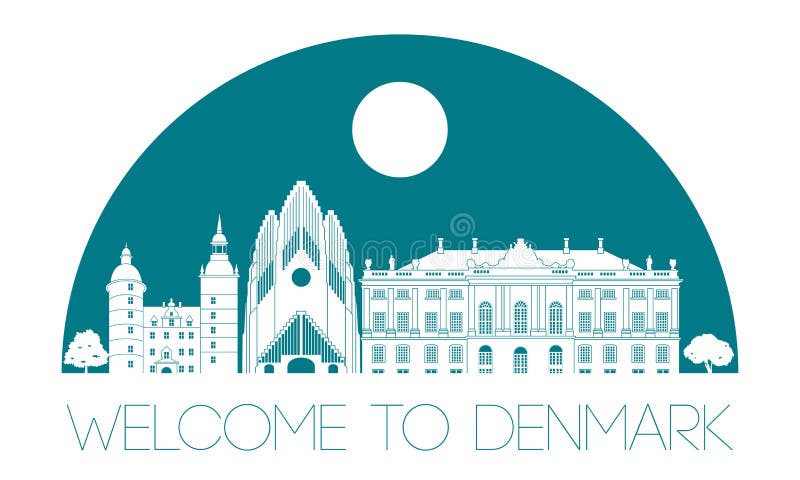 Denmark famous landmark stock vector. Illustration of famous - 256718546