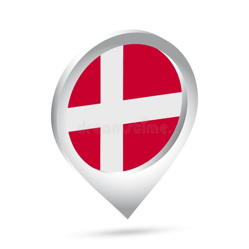 Denmark flag 3d pin icon stock vector. Illustration of symbol - 262124963
