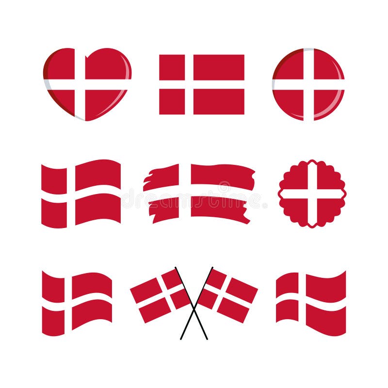 Denmark Flag Icon Set Vector Isolated on a White Background Stock ...