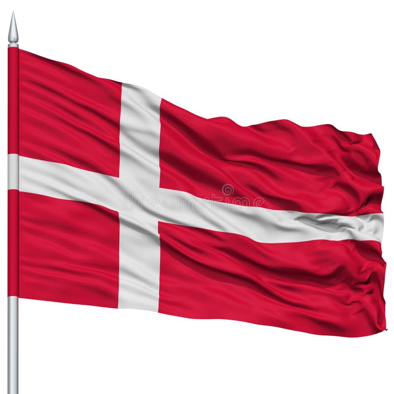 Denmark Flag on Flagpole stock illustration. Illustration of countries ...