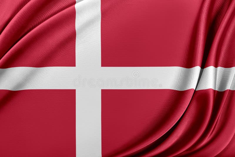 Denmark Flag with a Glossy Silk Texture. Stock Illustration ...