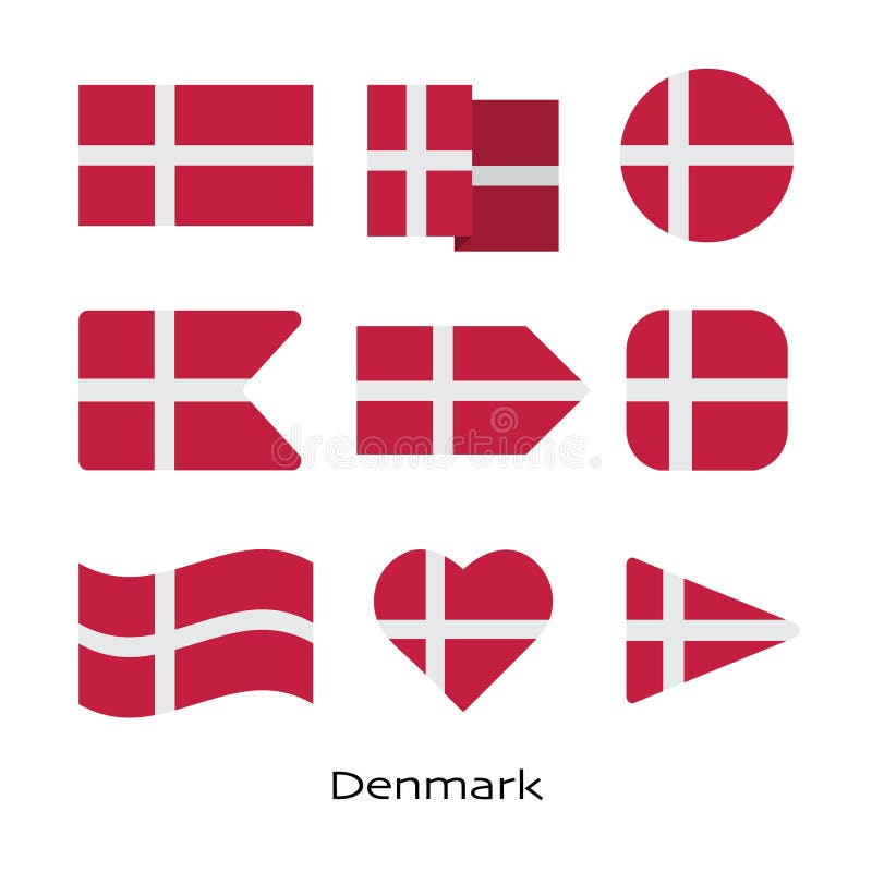 Denmark flag icon set stock vector. Illustration of kingdom - 245840574