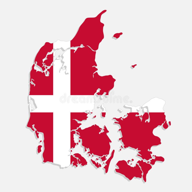 Denmark flag map stock vector. Illustration of land - 276499473
