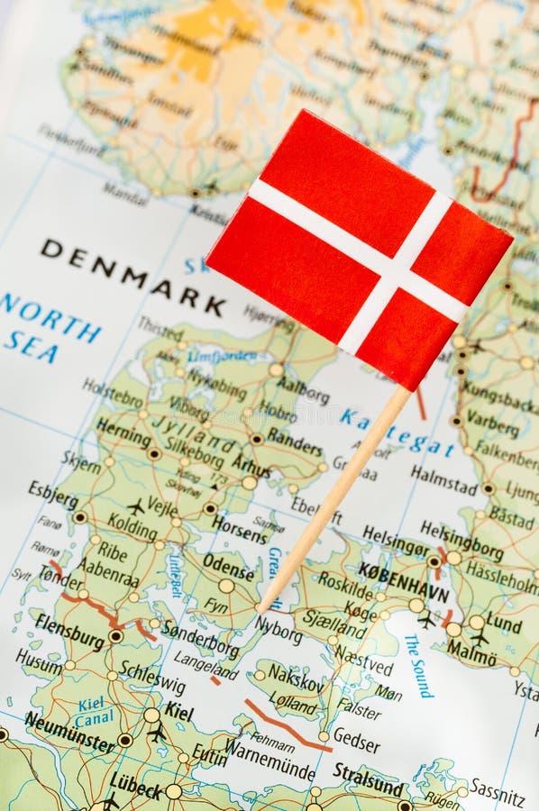 Denmark flag on map stock photo. Image of international - 32952478