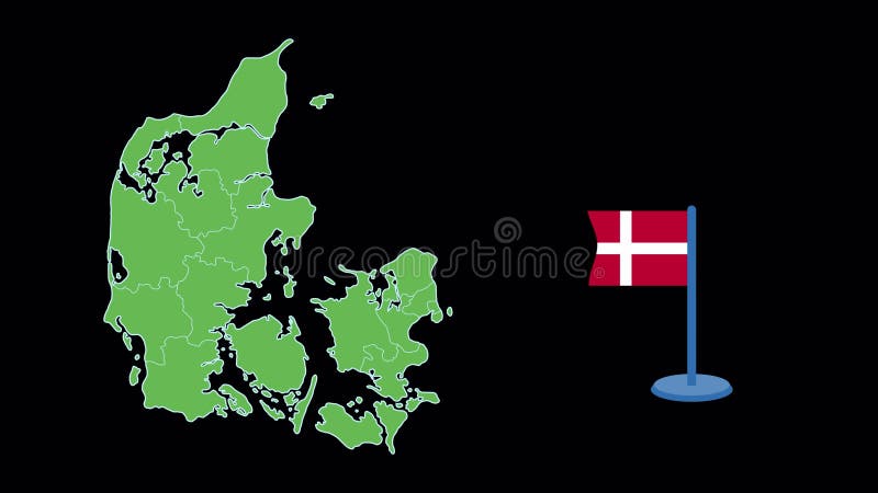 Denmark Flag and Map Shape Animation Stock Footage - Video of denmark ...