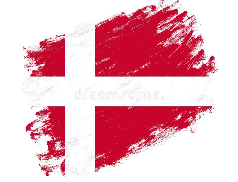 Denmark Flag Painted on a Grunge Brush Stroke White Background Stock ...