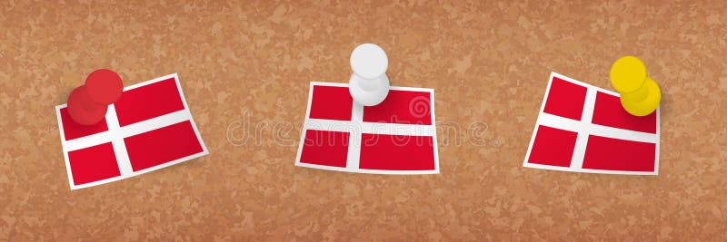 Denmark Flag Pinned in Cork Board, Three Versions of Denmark Flag Stock ...