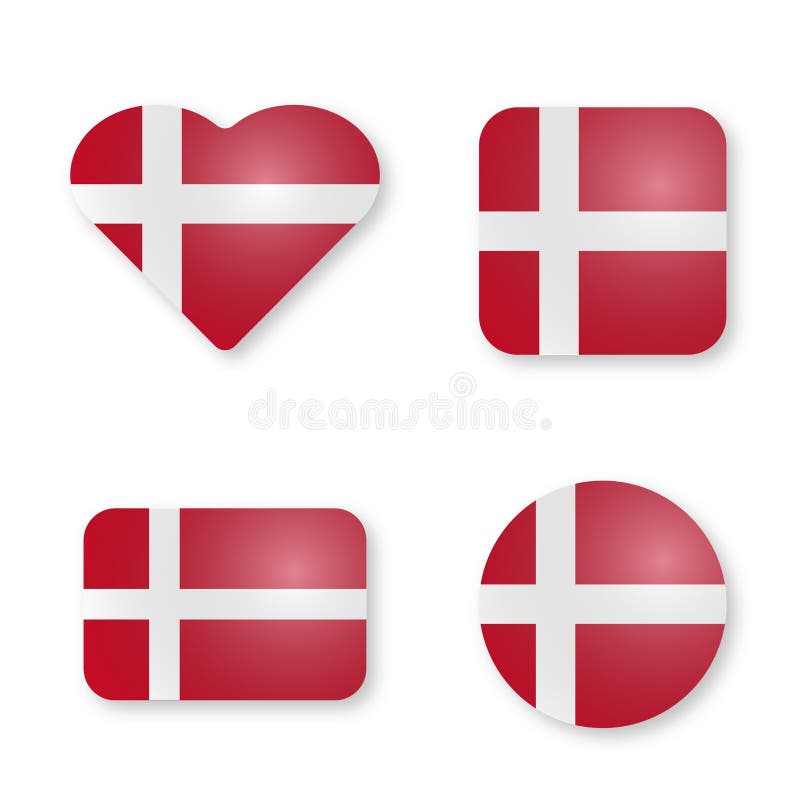 Denmark Flag Sticker Set, Vector Illustration Stock Vector ...