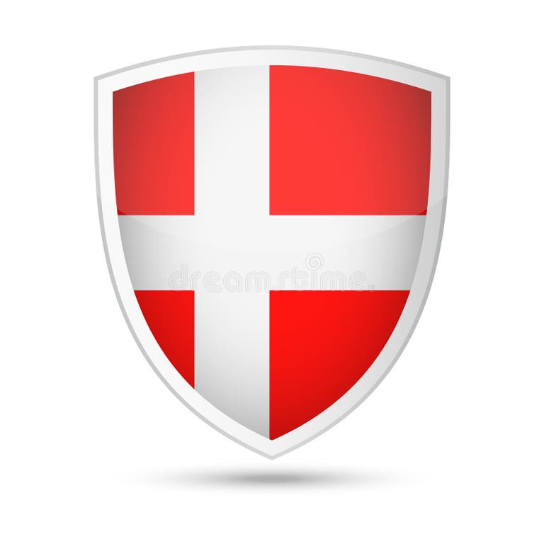 Denmark Flag Vector Shield Icon Stock Illustration - Illustration of ...