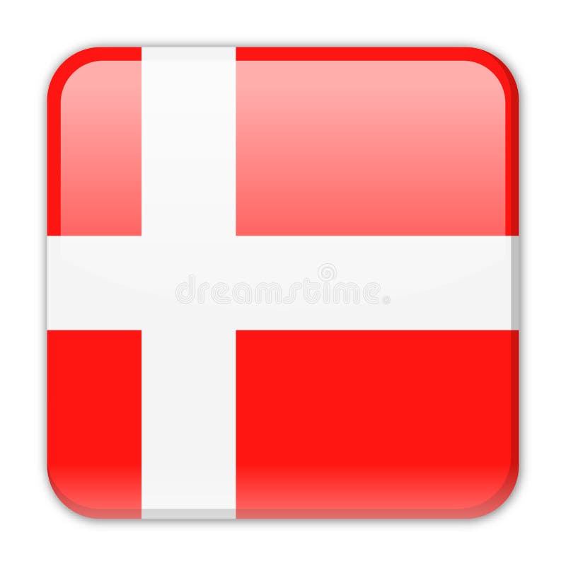 Denmark Flag Vector Square Icon Stock Illustration - Illustration of ...