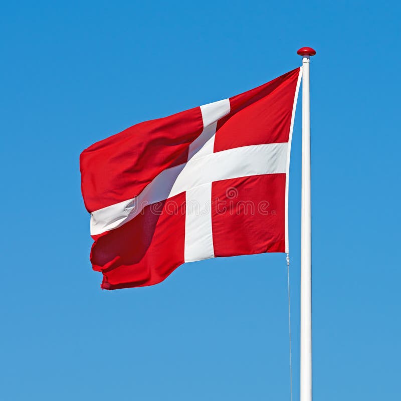 Denmark, Flag and Wind on Sky Background with Pole, Pride and Protocol ...