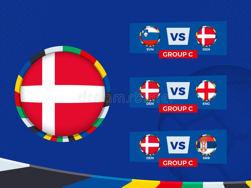 Denmark Football Team Match Schedule in Group Stage Stock Vector ...