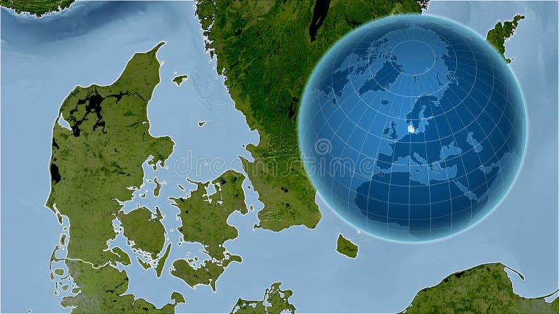 Denmark - Satellite. Country and Globe, Composition Stock Illustration ...