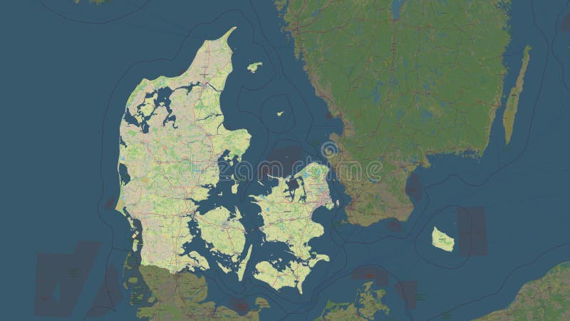 Denmark Highlighted. Topo Standard Stock Illustration - Illustration of ...