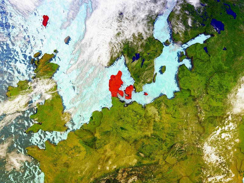 Denmark on Illustrated Globe Stock Illustration - Illustration of ...