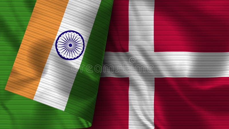 Denmark and India Realistic Flag â€“ Fabric Texture Illustration Stock ...