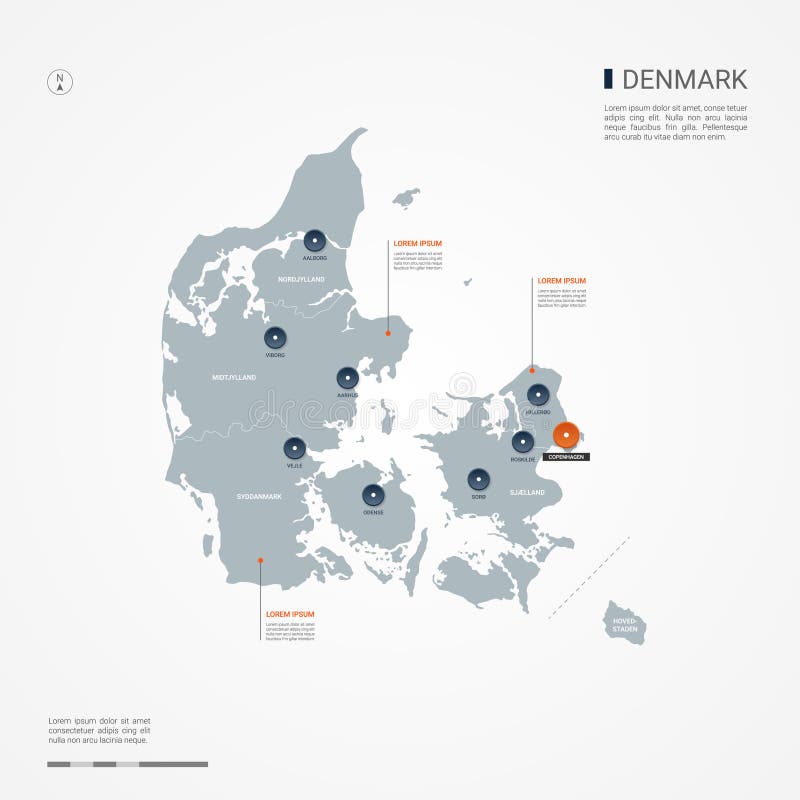 Denmark Infographic Map Vector Illustration. Stock Vector ...