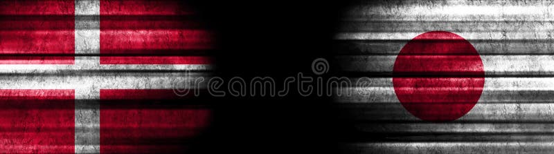 Denmark and Japan Flags on Black Stock Illustration - Illustration of ...