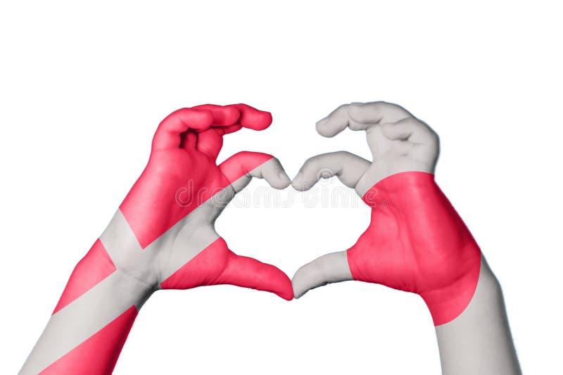 Denmark Japan Heart, Hand Gesture Making Heart Stock Image - Image of ...