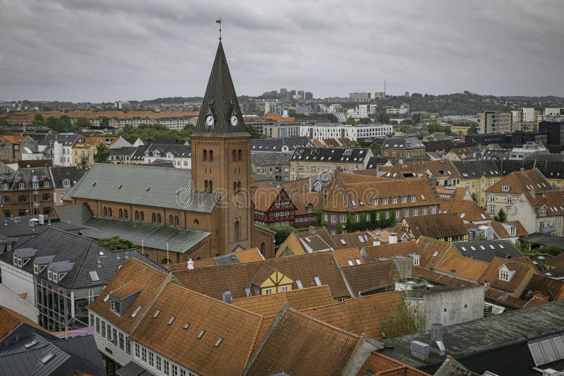 Aerial View of the Denmark City of Aalborg from a Rooftop Stock Image ...