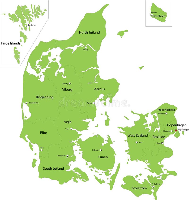 Denmark map stock vector. Illustration of symbol, provinces - 6263633