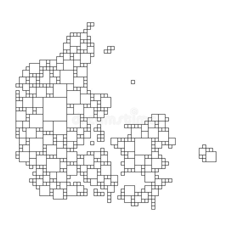 Denmark Map from Black Pattern from a Grid of Squares of Different ...