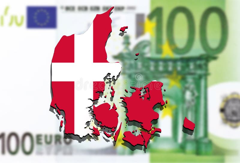 Denmark Map on Euro Money Background Stock Illustration - Illustration ...