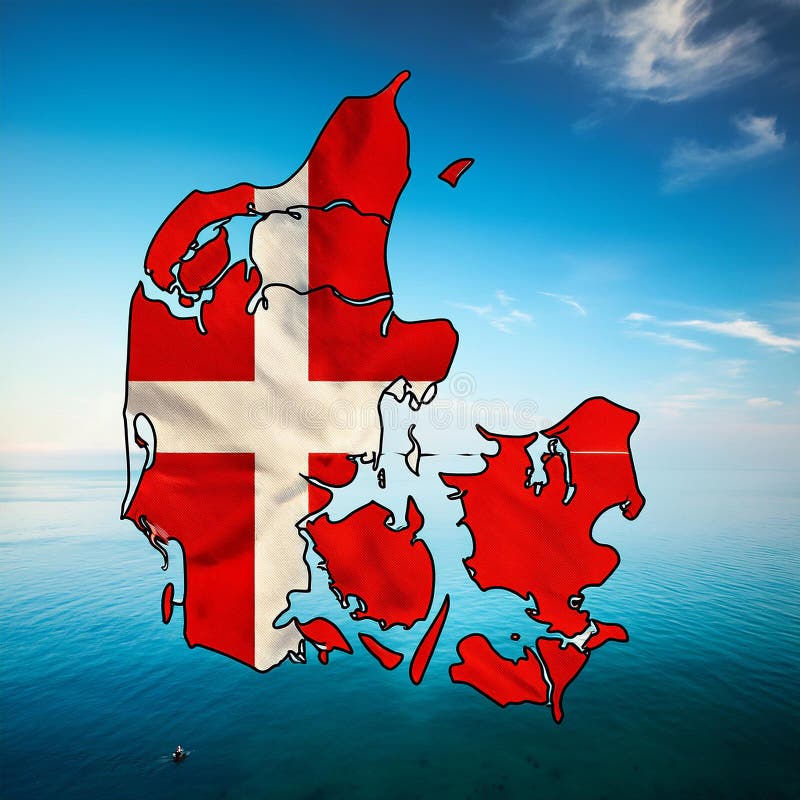 Denmark Map and Flag stock illustration. Illustration of blue - 344689752