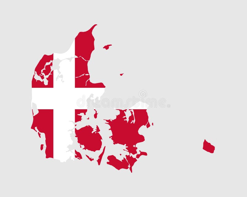 Denmark Map Flag. Danish Map with the Dane Country Banner Stock Vector ...
