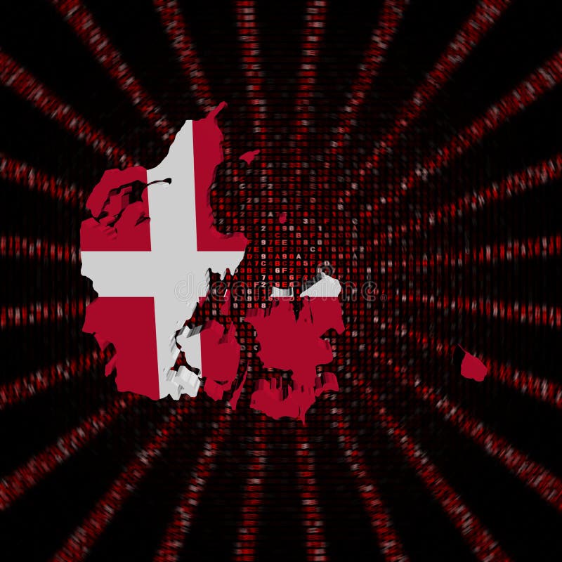 Denmark Map Flag on Red Hex Code Burst Illustration Stock Illustration ...